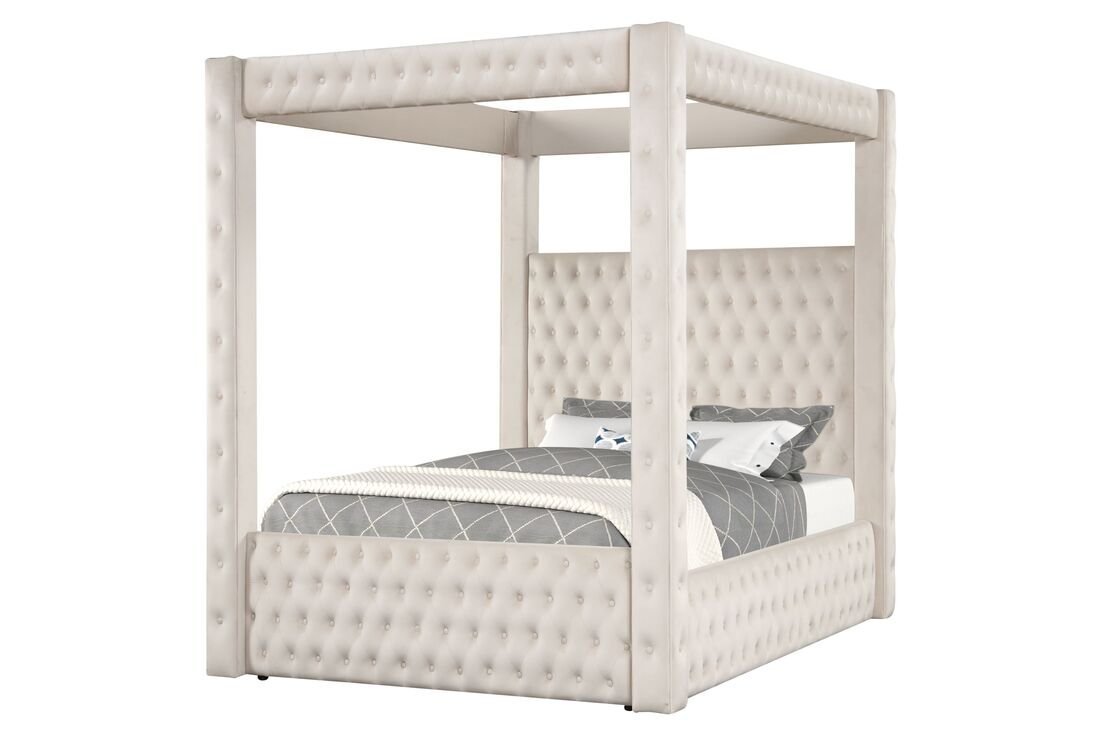 Castle Cream Platform Bed – Queen, King – Mancera Gallery