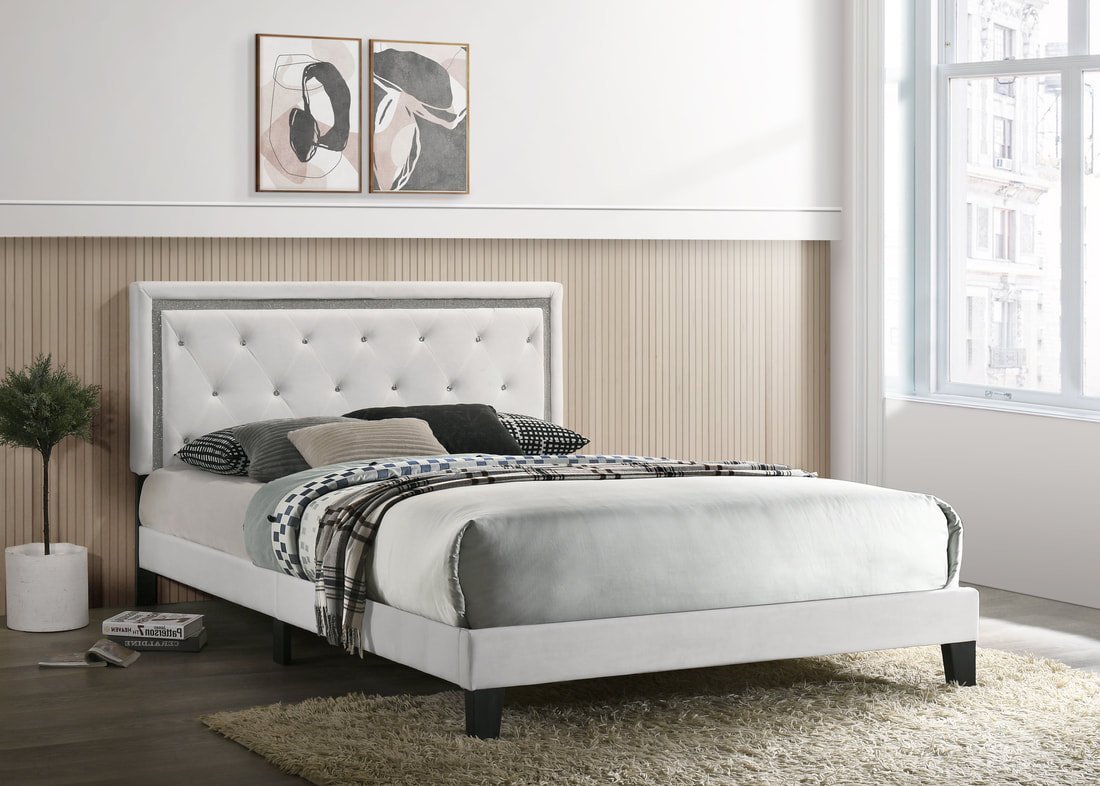 Passion White Velvet Platform Bed – Twin, Full, Queen, King – Mancera ...